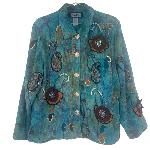 indigo moon | Jackets & Coats | Indigo Moon Topwomens Size Large Blue ...